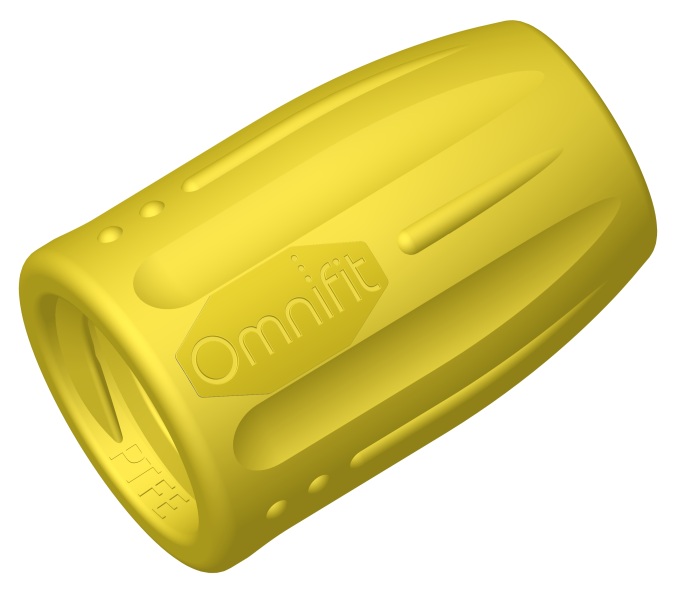 Omnifit® cap, PP, yellow, 1/4"-28 UNF female, pack of 10 - Lab Club