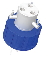 Q-series bottle cap, GL45, three 1/4"-28 UNF female ports with valves ...