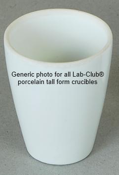 Crucible, porcelain, tall form, 62mm high, 50mm OD, 72ml - Lab Club